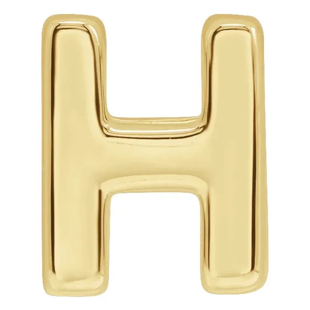14K Yellow Gold Block Initial Letter H Slide Charm Pendant - Etsy