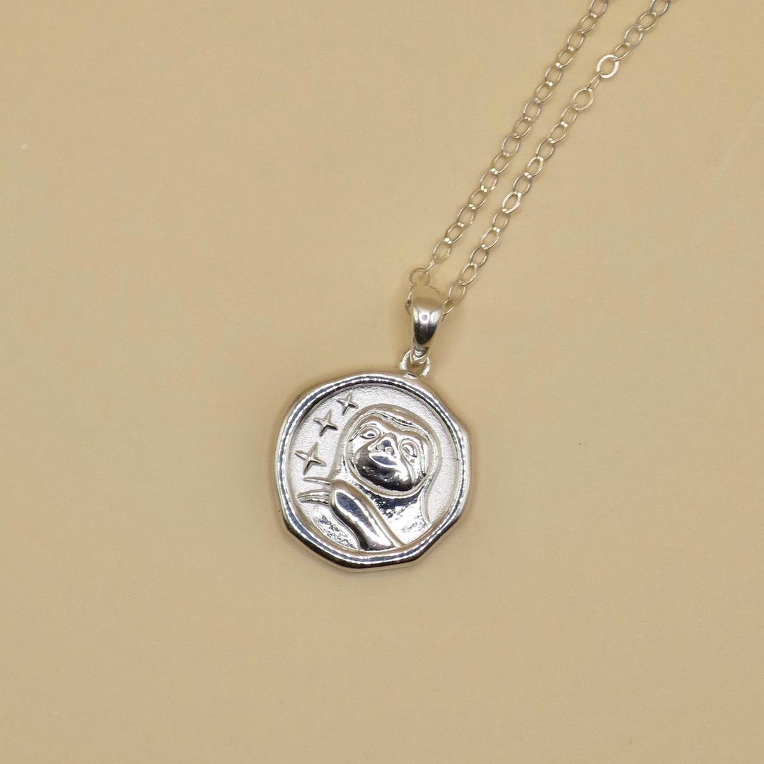 Sterling Silver Sloth Spirit Animal Medallion Pendant Necklace - Etsy