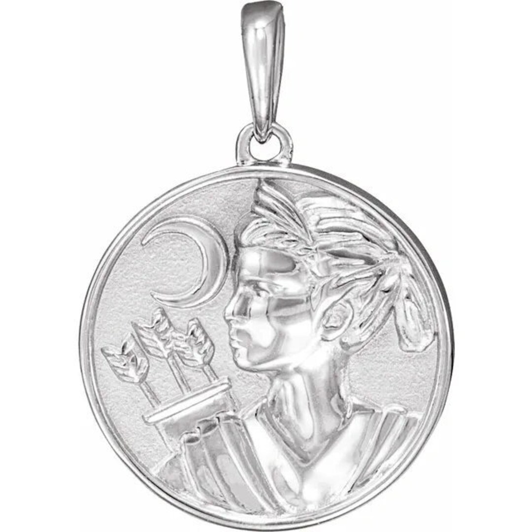 Sterling Silver Artemis Greek Goddess Medallion Coin Pendant Necklace ...