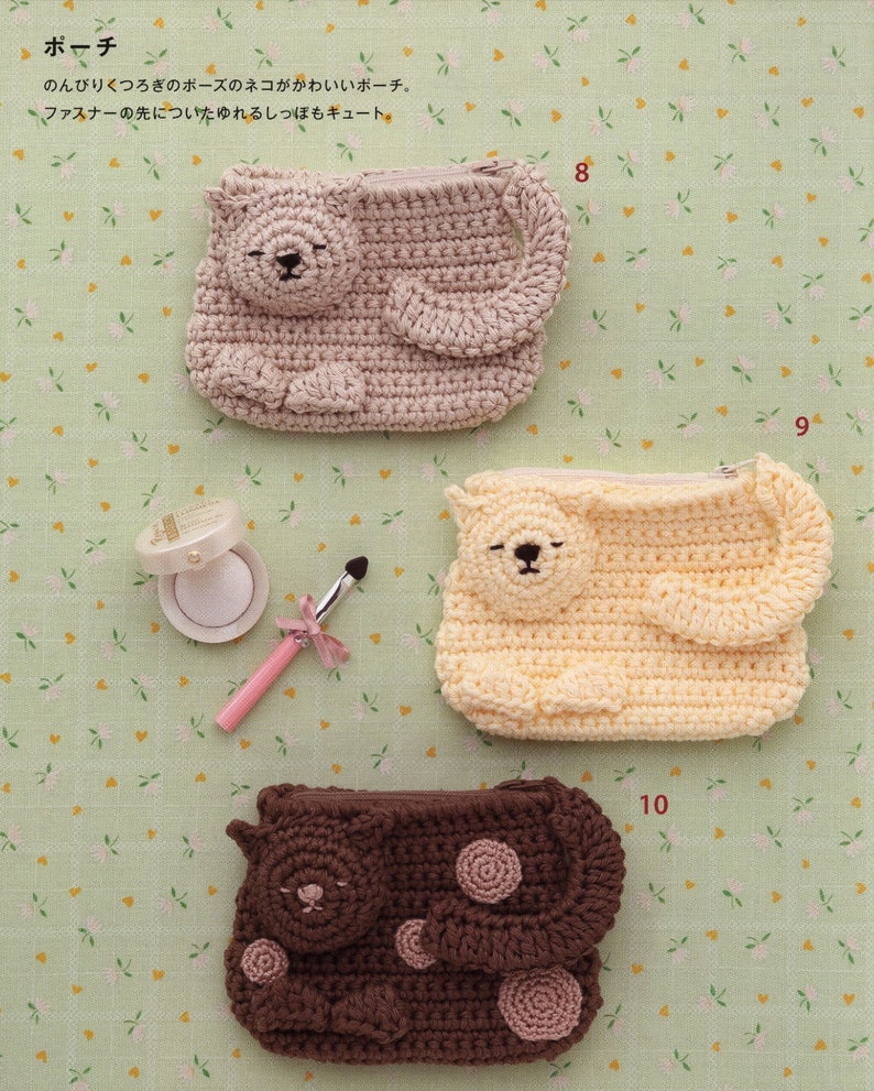 Crochet Cats Patterns, Cute Crochet Cats Accessories Patterns, Japanese ...