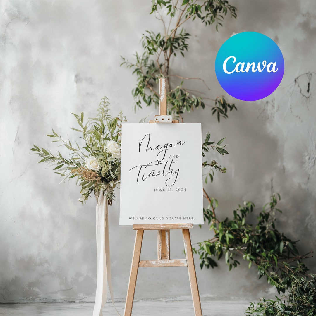 WEDDING Canva Editable Sign, Wedding Welcome Sign Template, Welcome ...