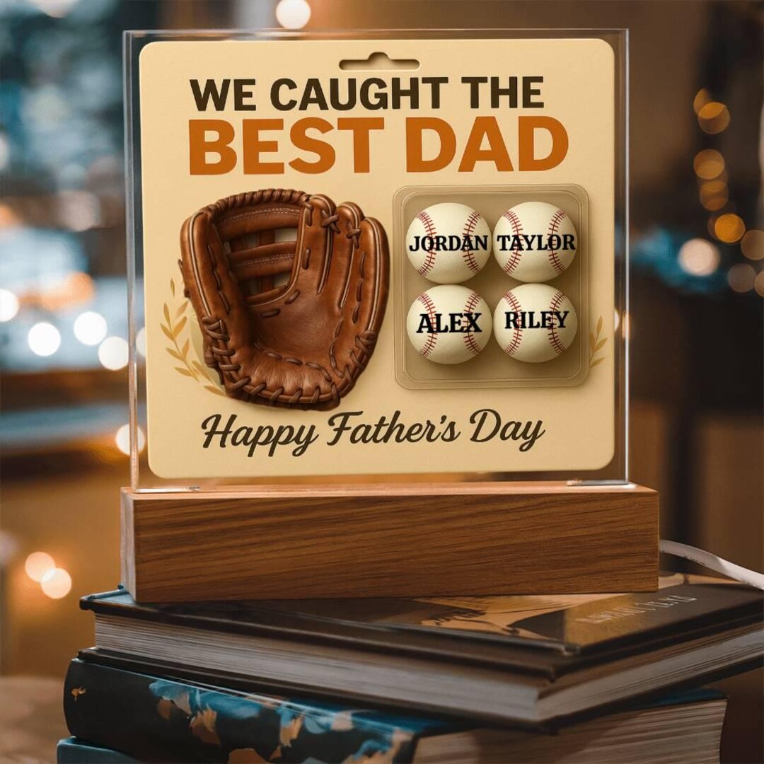 I Caught the Best Dad Action Figure Acrylic LED Plaque - Etsy