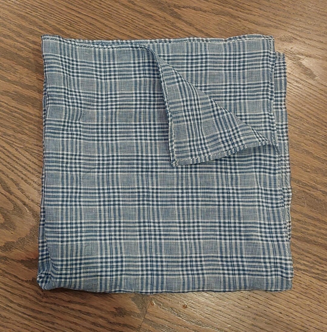 Hand Hemmed Linen Blue and White Checked Handkerchief. - Etsy