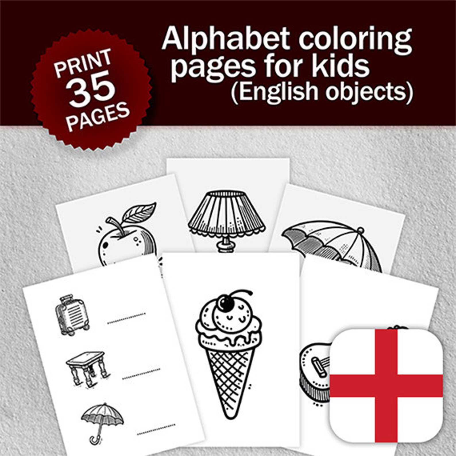 English Alphabet Coloring Page A4 Printable Coloring Pages for Children ...
