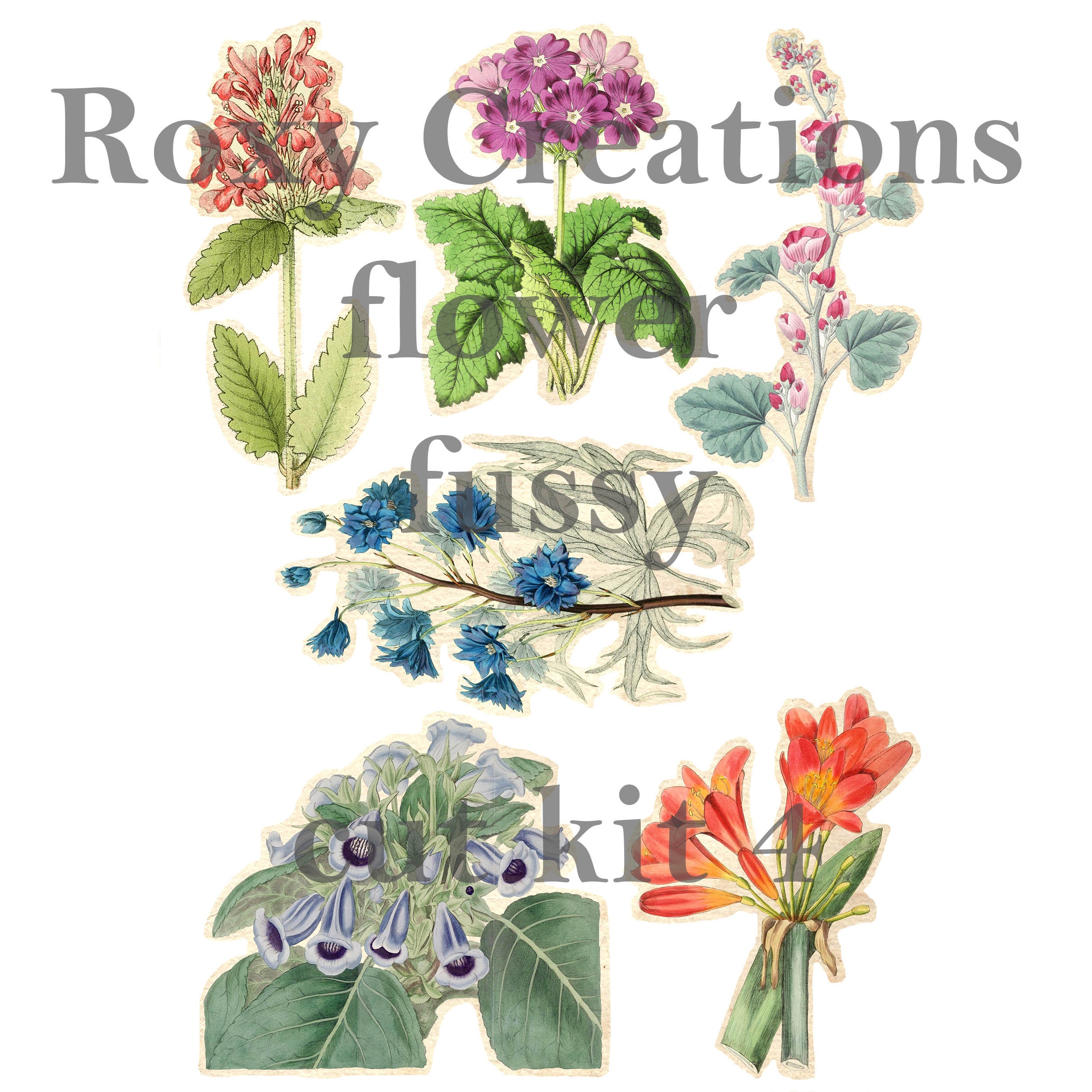 Fussy Cut Flowers Printable Kit 4 - Etsy