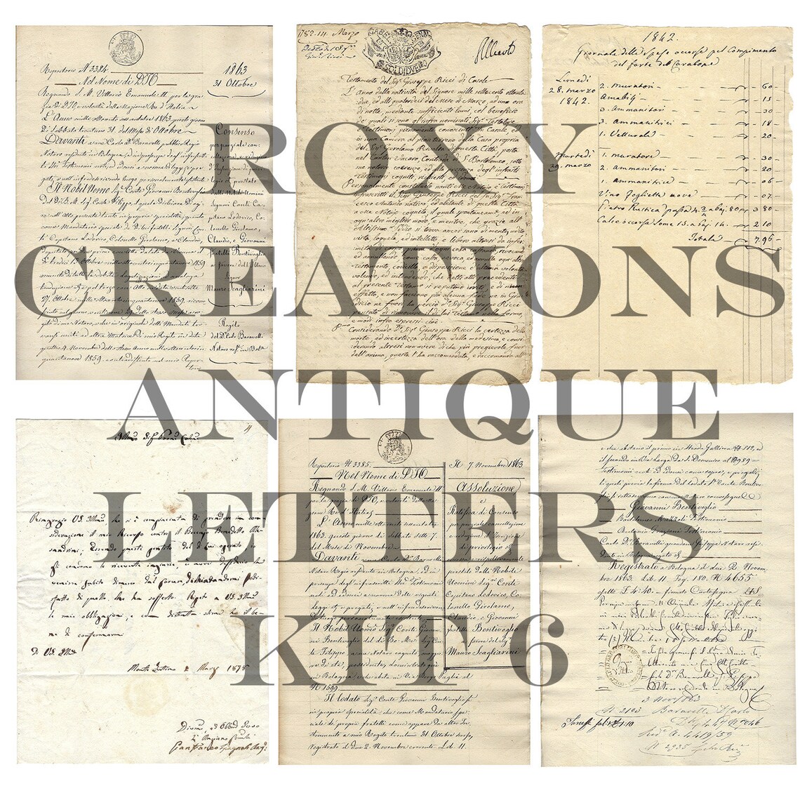 Printable Antique Letters Kit 6 - Etsy