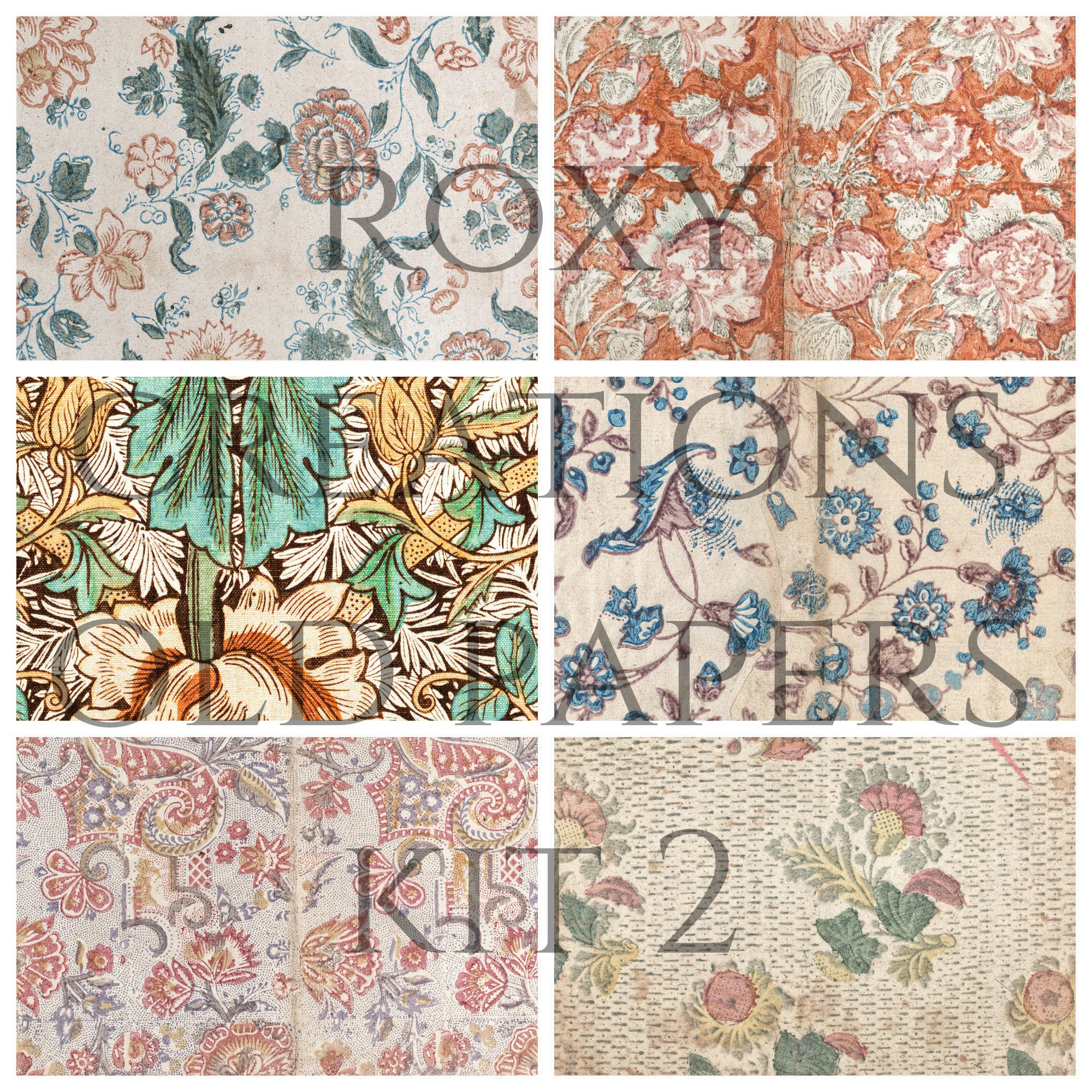 Printable Antique End Pages Kit 2 - Etsy