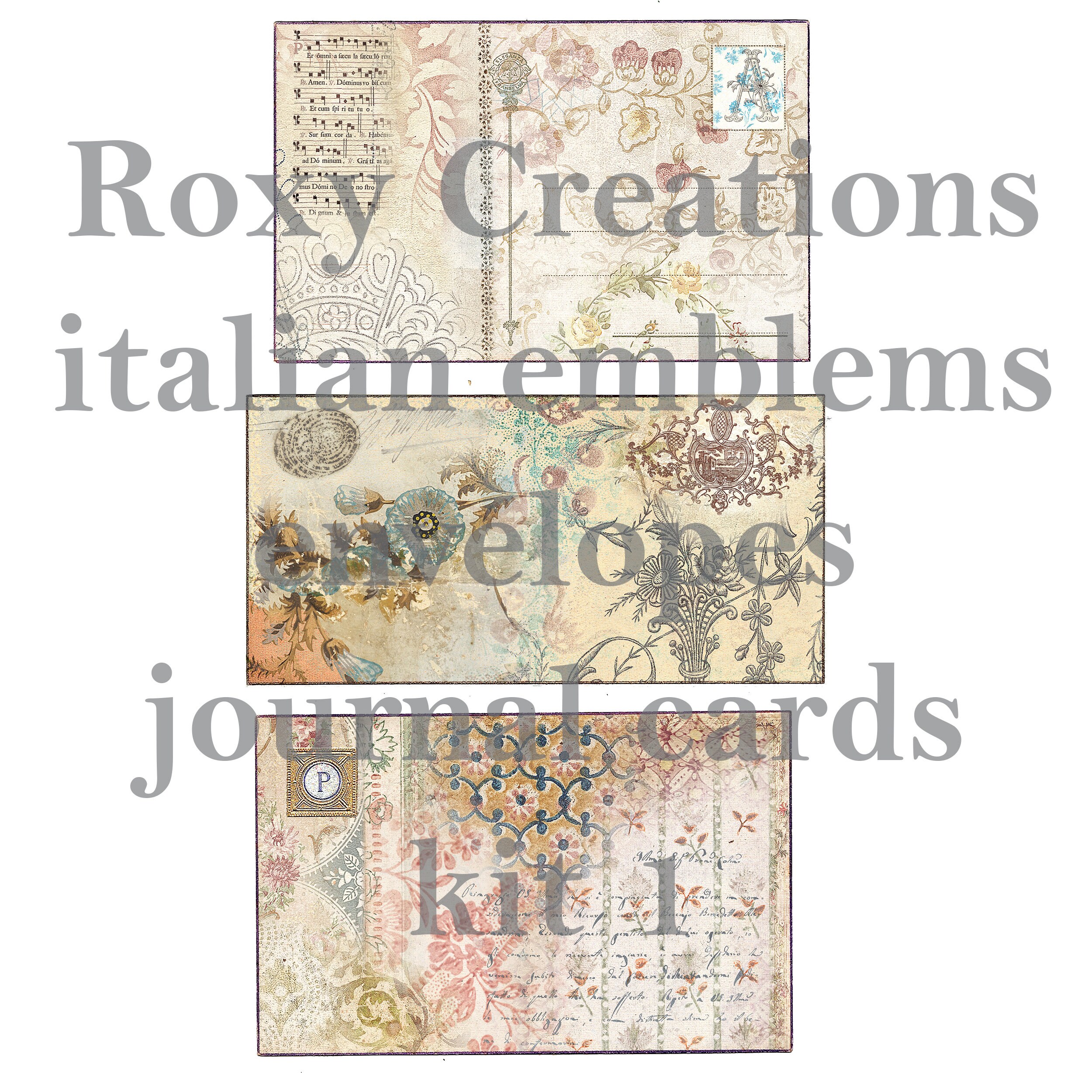 Printable Italian Emblems Envelopes and Journal Cards Kit 1 - Etsy