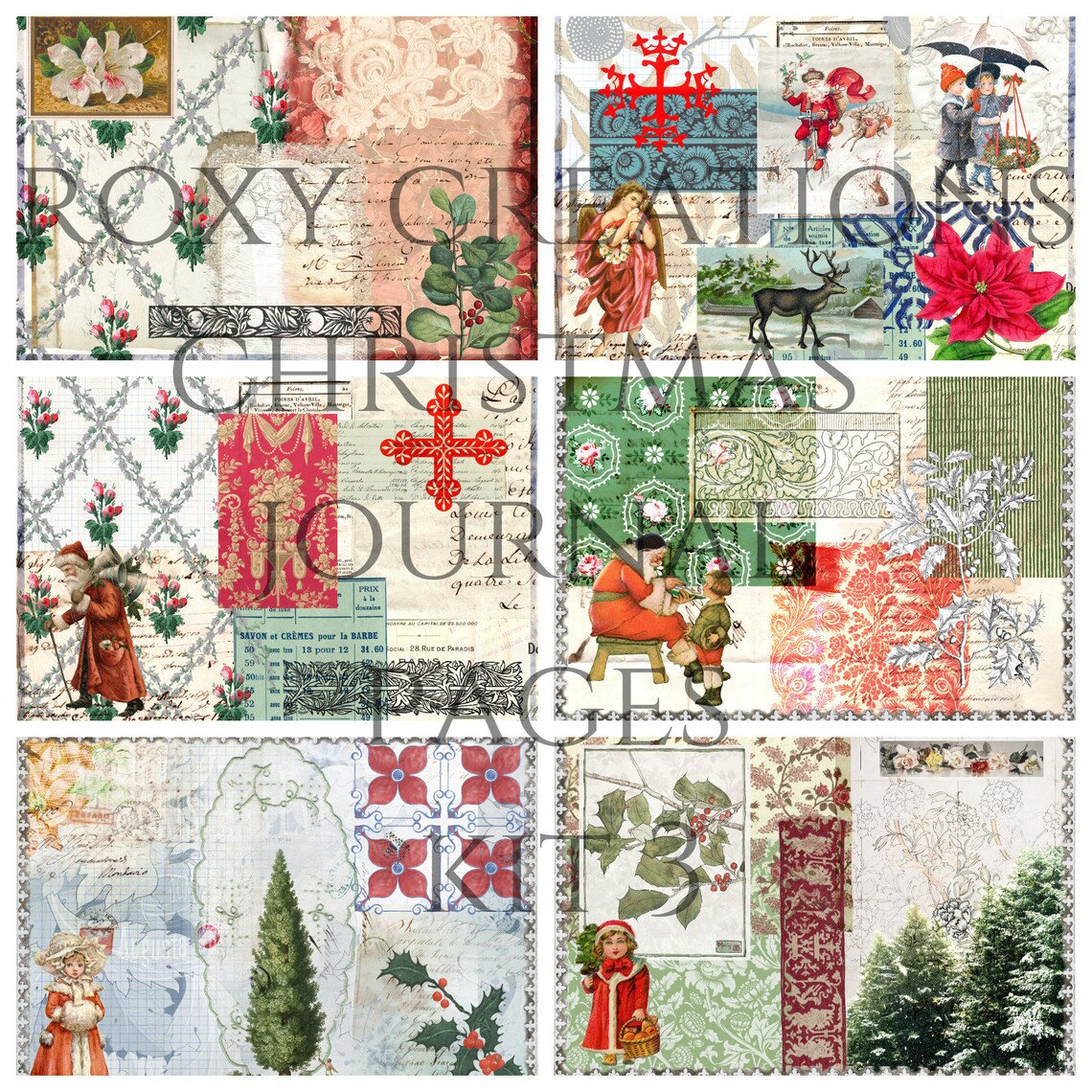 Printable Christmas Junk Journal Pages Kit 3 - Etsy