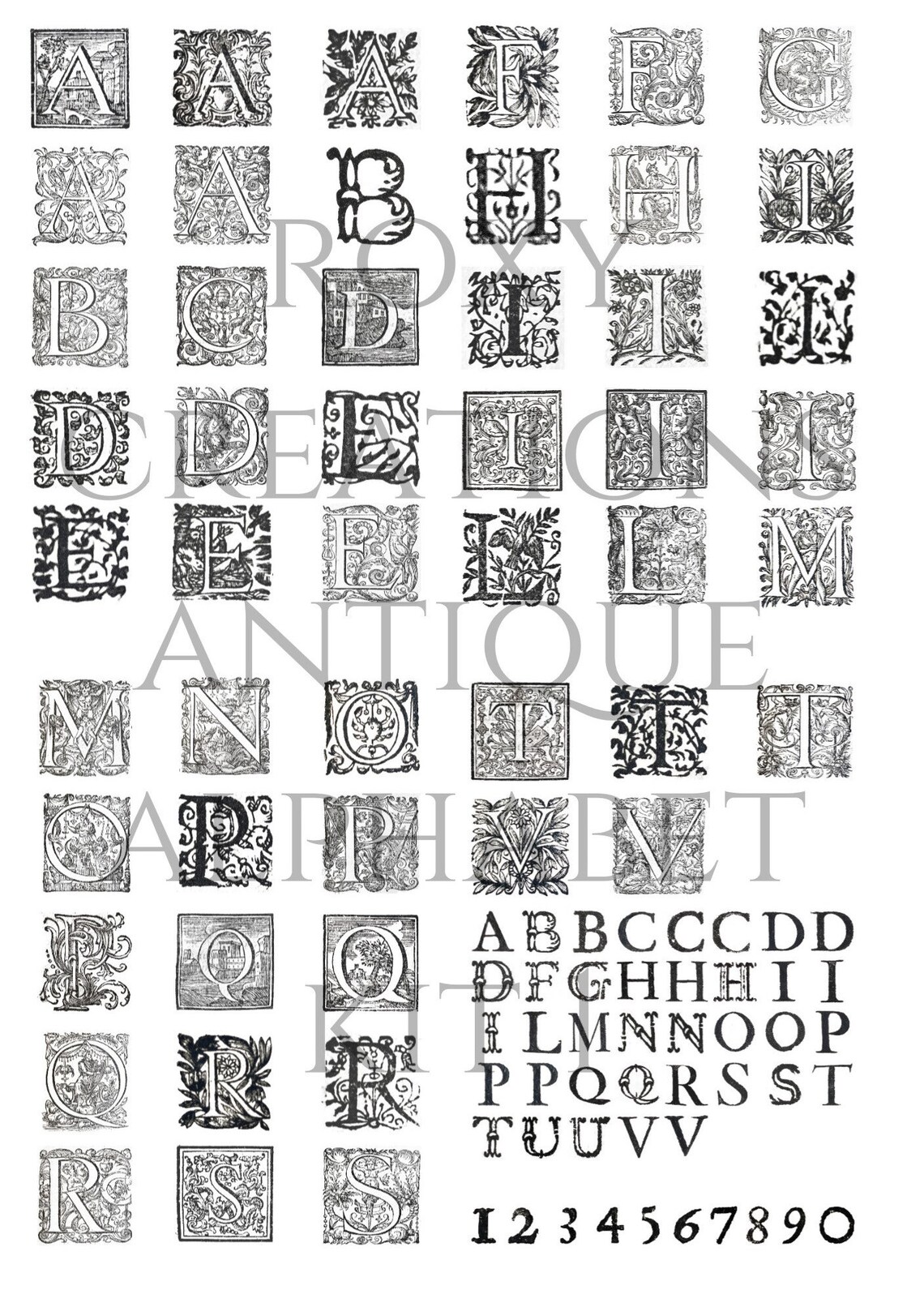 Printable Antique Alphabet Letters 1500s to 1700s Kit 1 Colour Black - Etsy