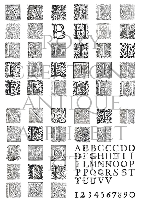 Printable Antique Alphabet Letters 1500s to 1700s Kit 1 Colour | Etsy