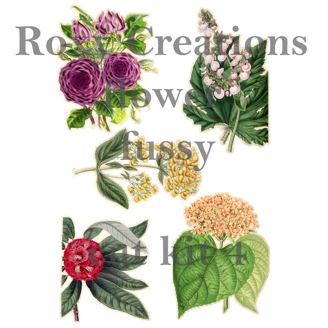 Fussy Cut Flowers Printable Kit 4 - Etsy