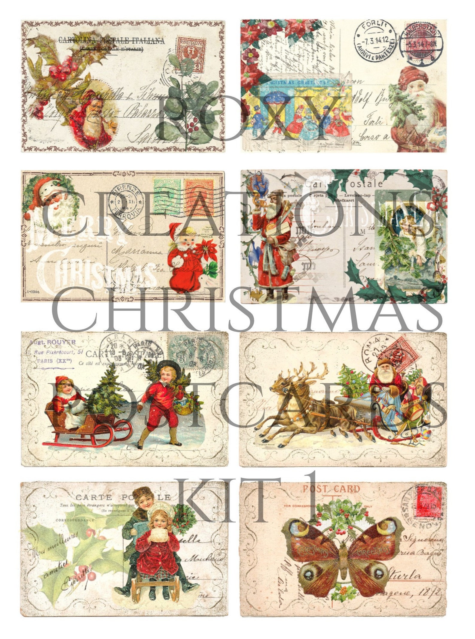 Printable Christmas Postcards Kit 1 | Etsy