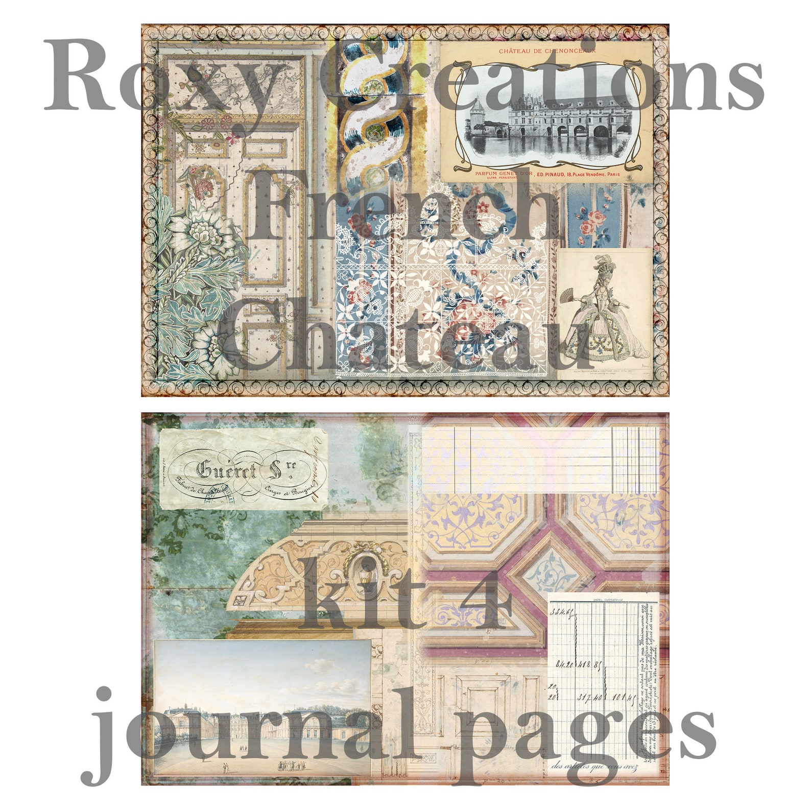 Printable French Chateau Journal Page Kit 4 - Etsy