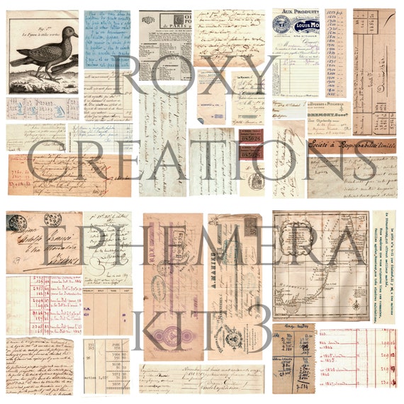 Printable Antique Ephemera Kit 3 - Etsy
