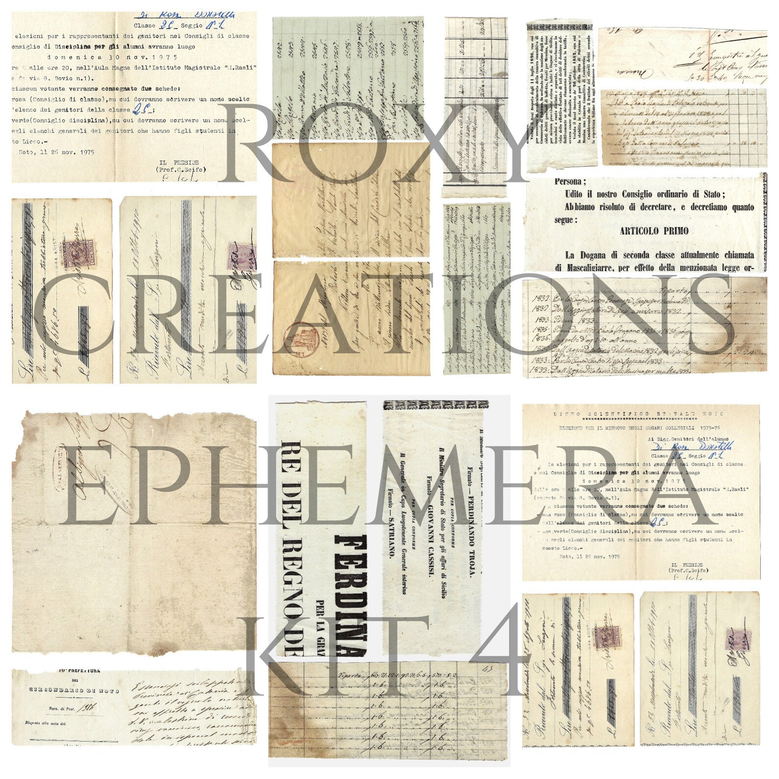 Printable Antique Ephemera Kit 4 - Etsy