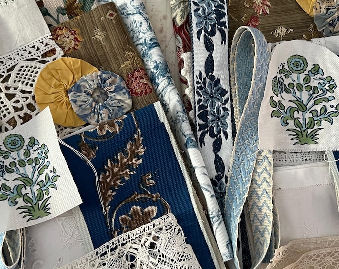Antique Vintage Textile Bundle One 1800s Fabric Floral Cotton Linen ...