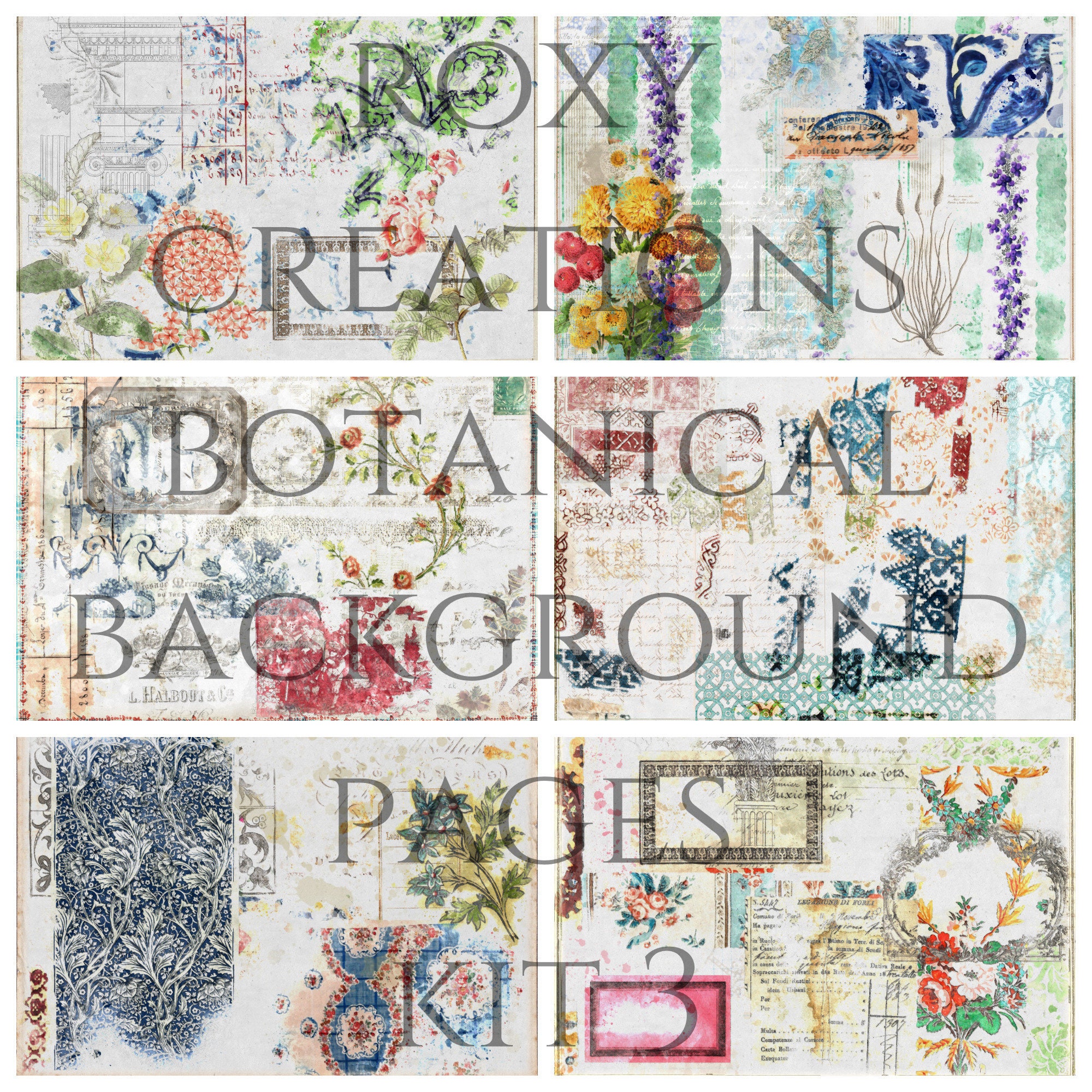 Botanical Printable Digital Background Journal Pages Kit 3a - Etsy