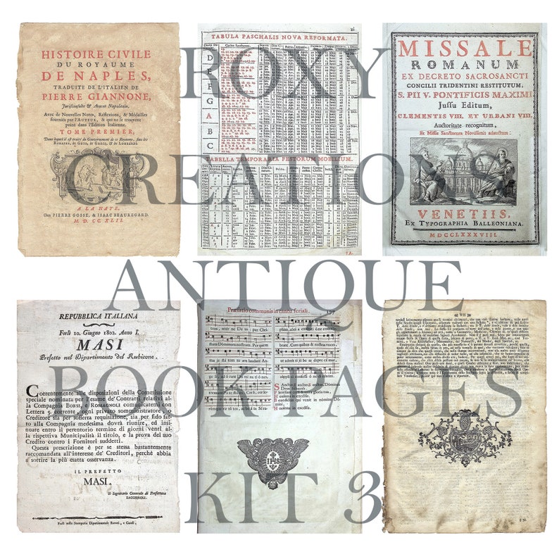 Printable Antique Book Pages Kit 3 - Etsy
