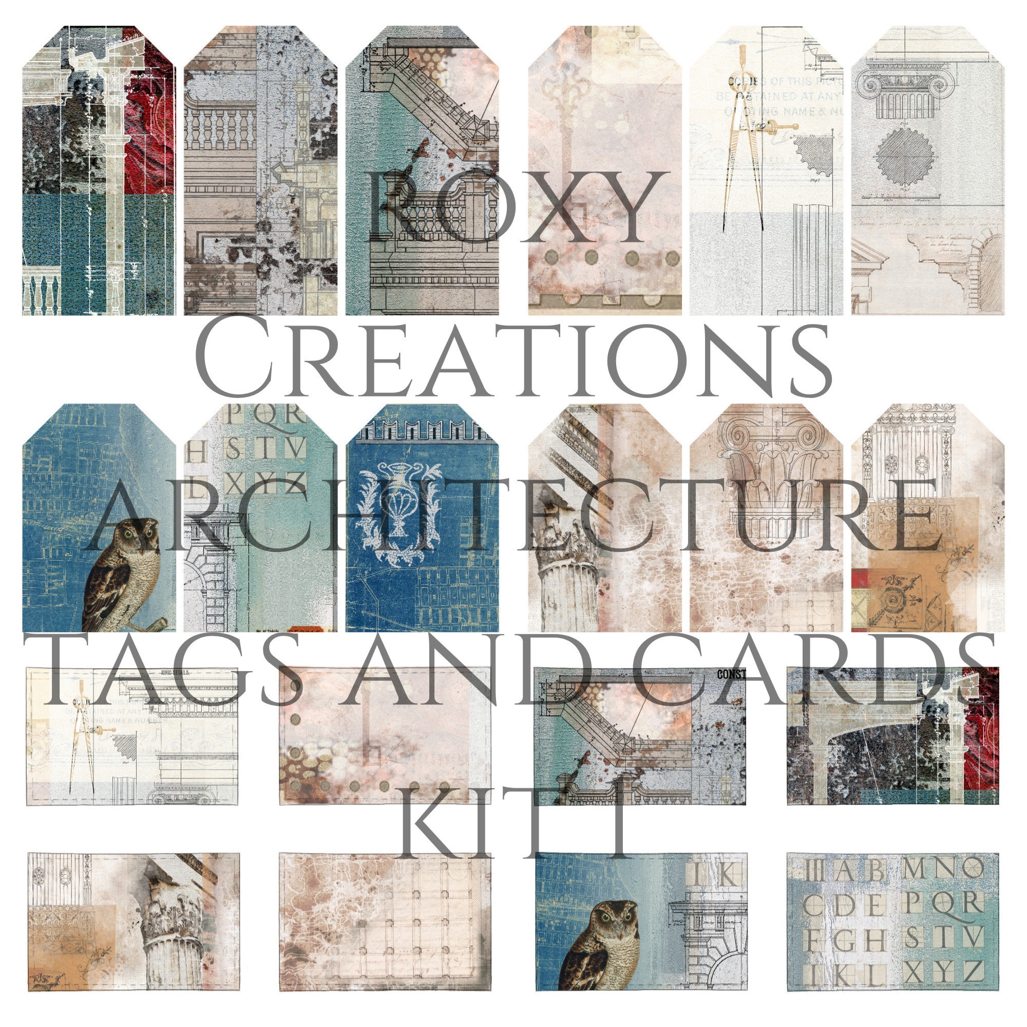 Printable Architecture Tags and Journal Cards Kit 1 - Etsy