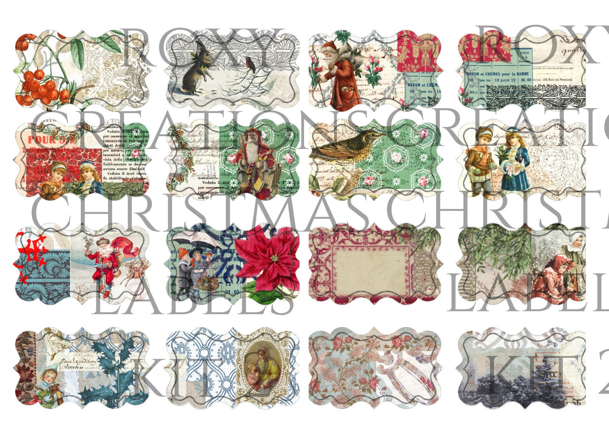 Printable Christmas Labels Tags Kit 2 - Etsy
