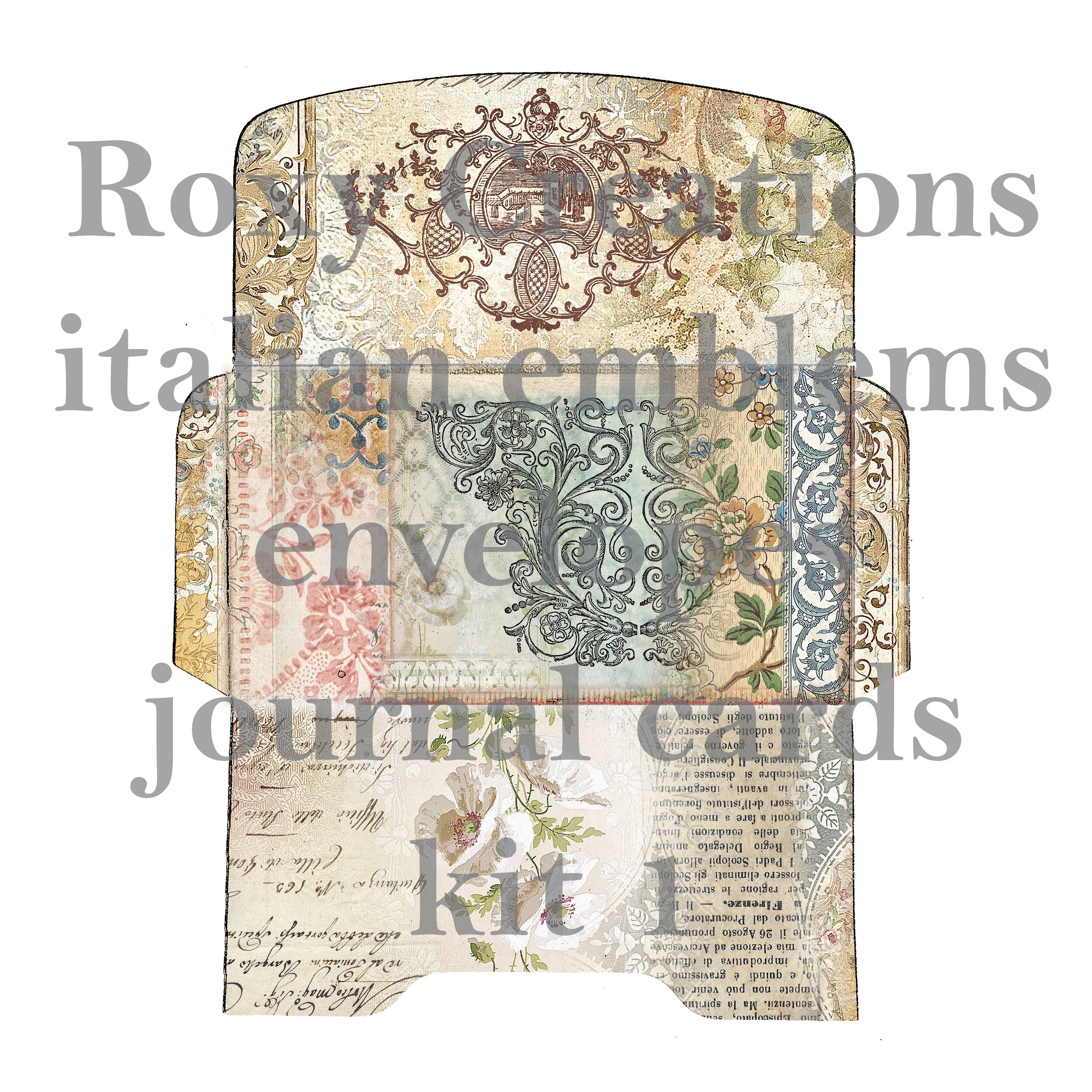 Printable Italian Emblems Envelopes and Journal Cards Kit 1 - Etsy