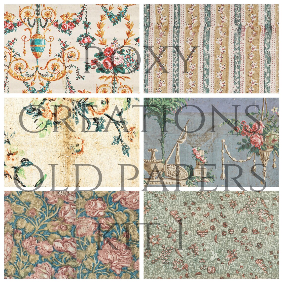 Printable Antique End Pages Kit 1 - Etsy