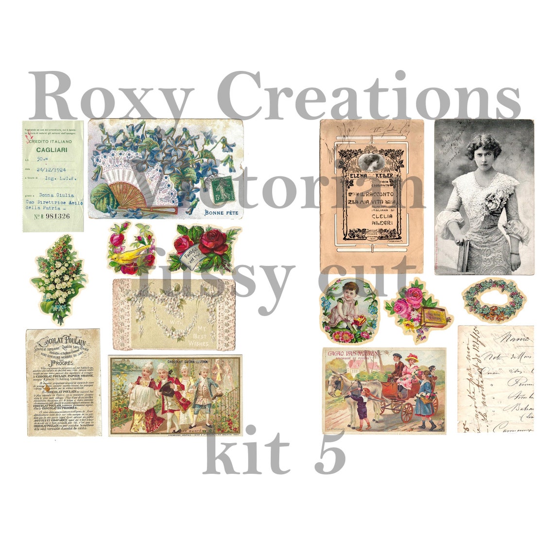 Fussy Cut Victorian Ephemera Printable Kit 5 - Etsy