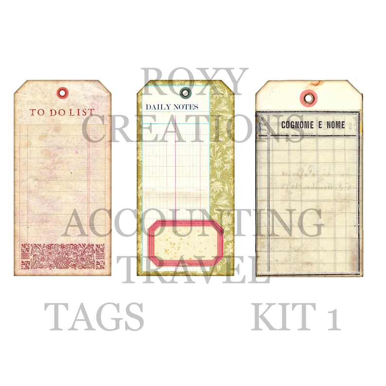 Printable Antique Ephemera Tags Kit 1 - Etsy