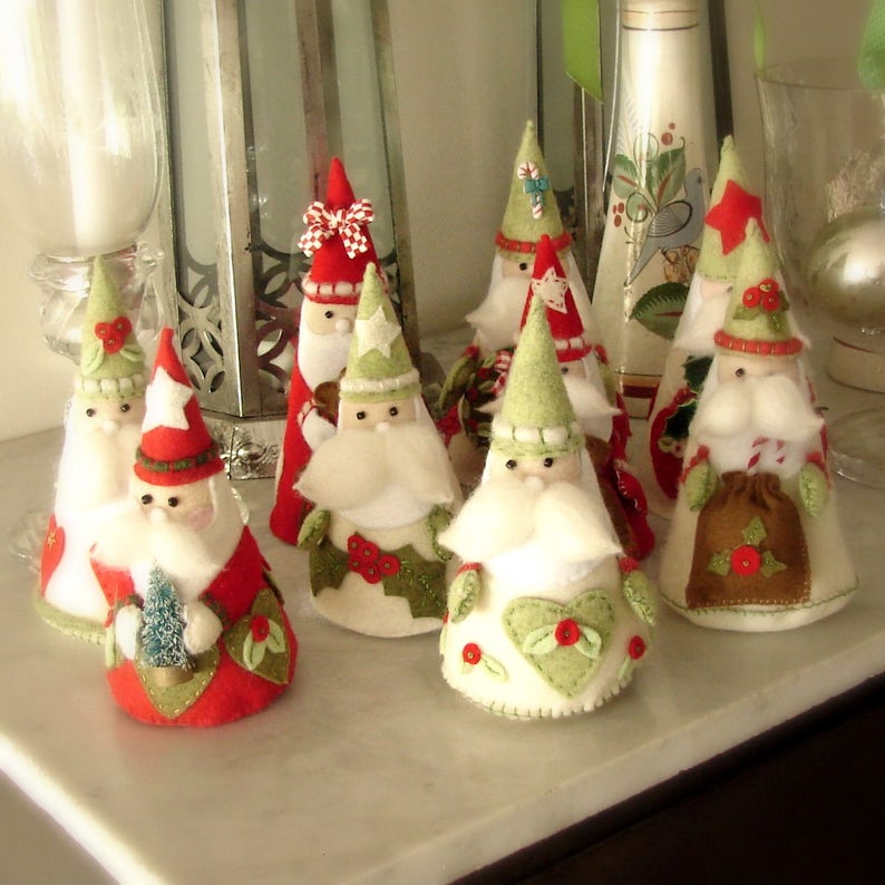 PDF Felt Sewing PATTERN Printable Pattern Santa Christmas Ornaments ...