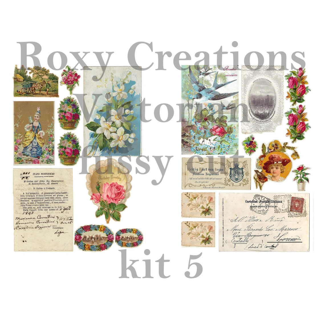Fussy Cut Victorian Ephemera Printable Kit 5 - Etsy