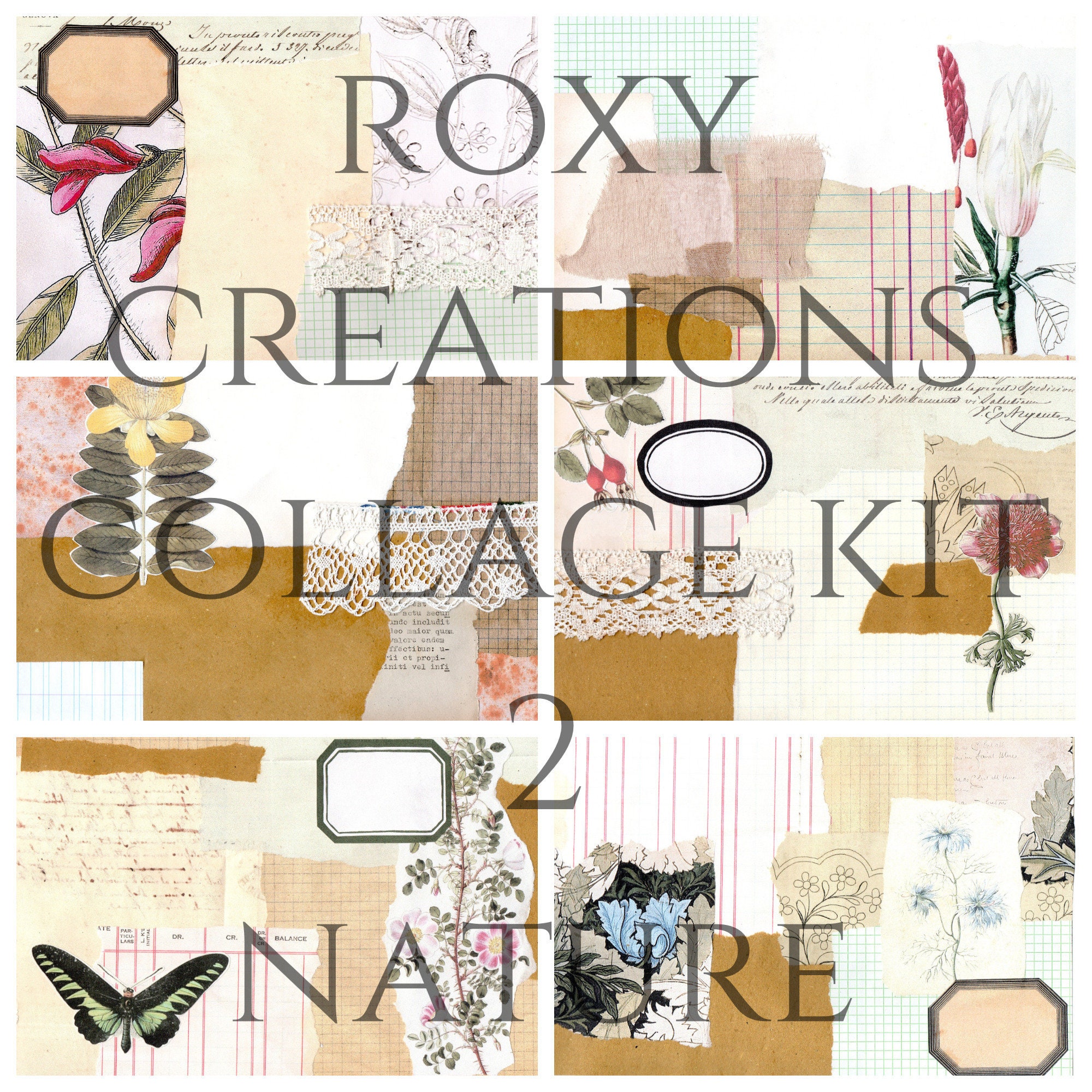 Printable Collage Pages Kit 2 Nature | Etsy