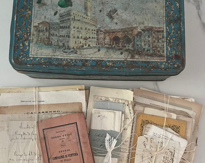 Vintage Italian Ephemera Bundle With Collectible Florentine Tin Box ...