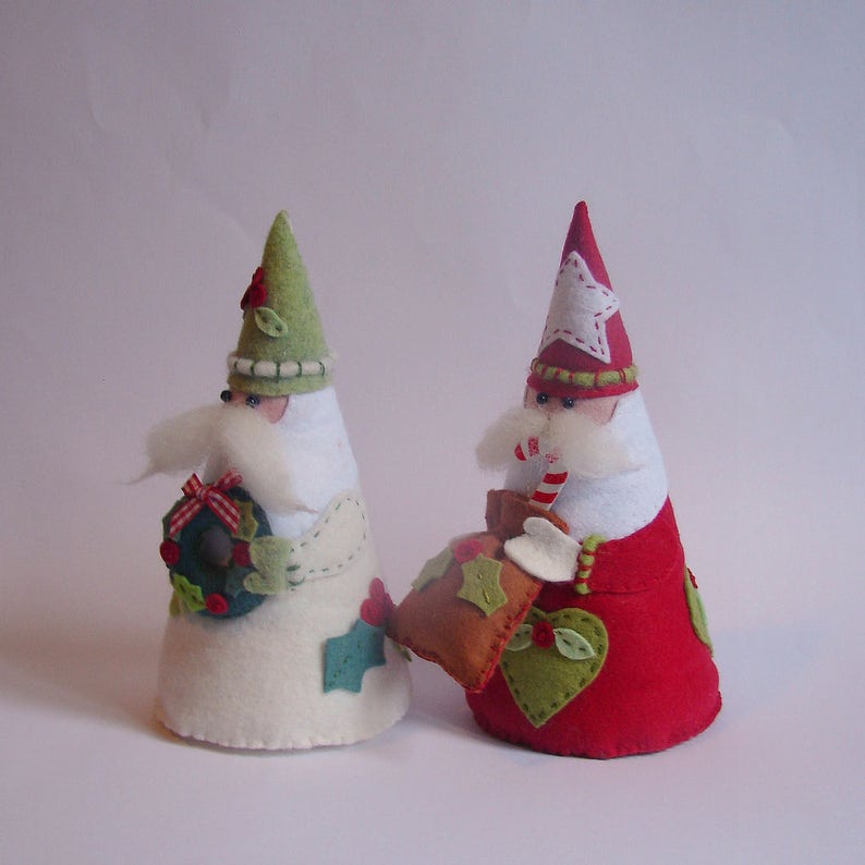 PDF Felt Sewing PATTERN Printable Pattern Santa Christmas Ornaments ...