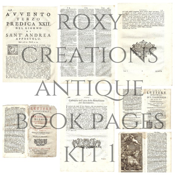 Printable Antique Book Pages Kit 1 - Etsy