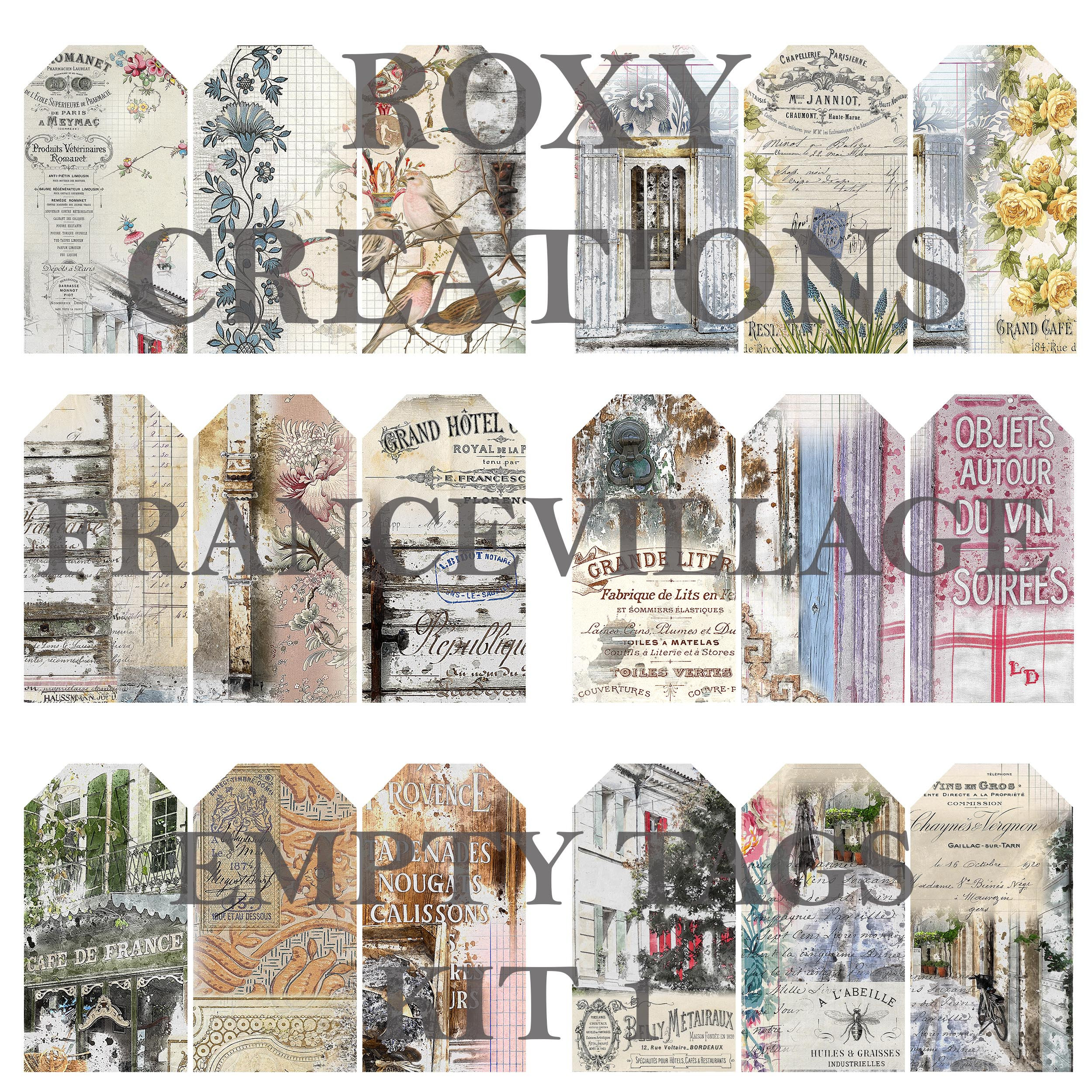 Printable French Villages Tags Kit 1 NOT Decorated - Etsy