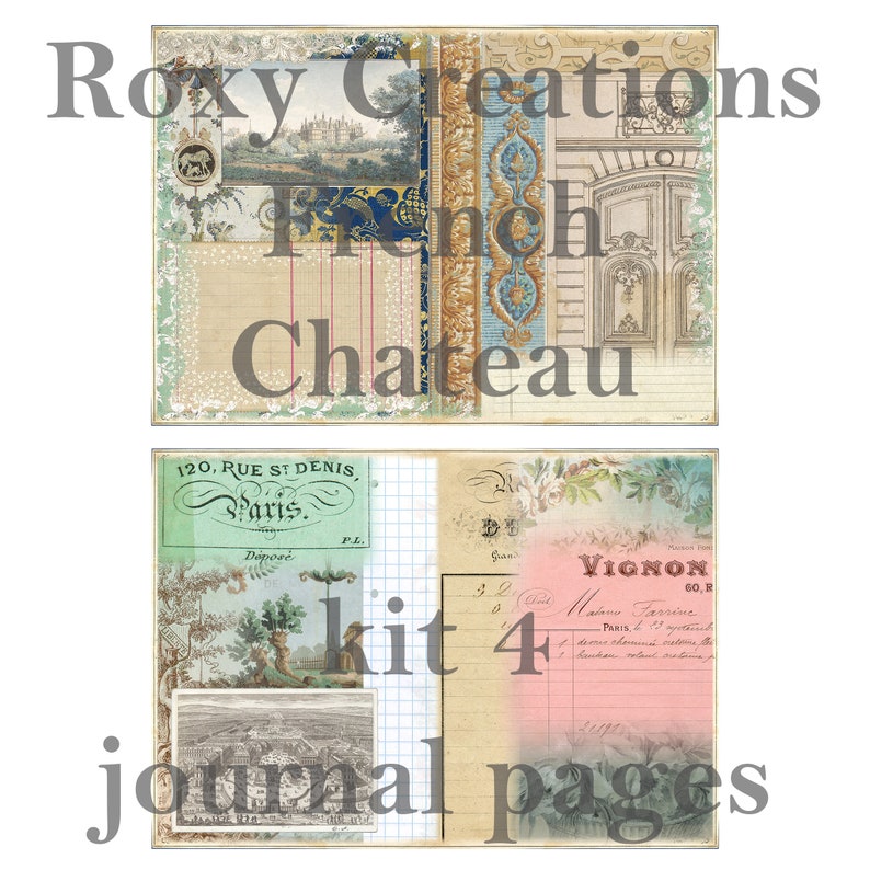 Printable French Chateau Journal Page Kit 4 - Etsy