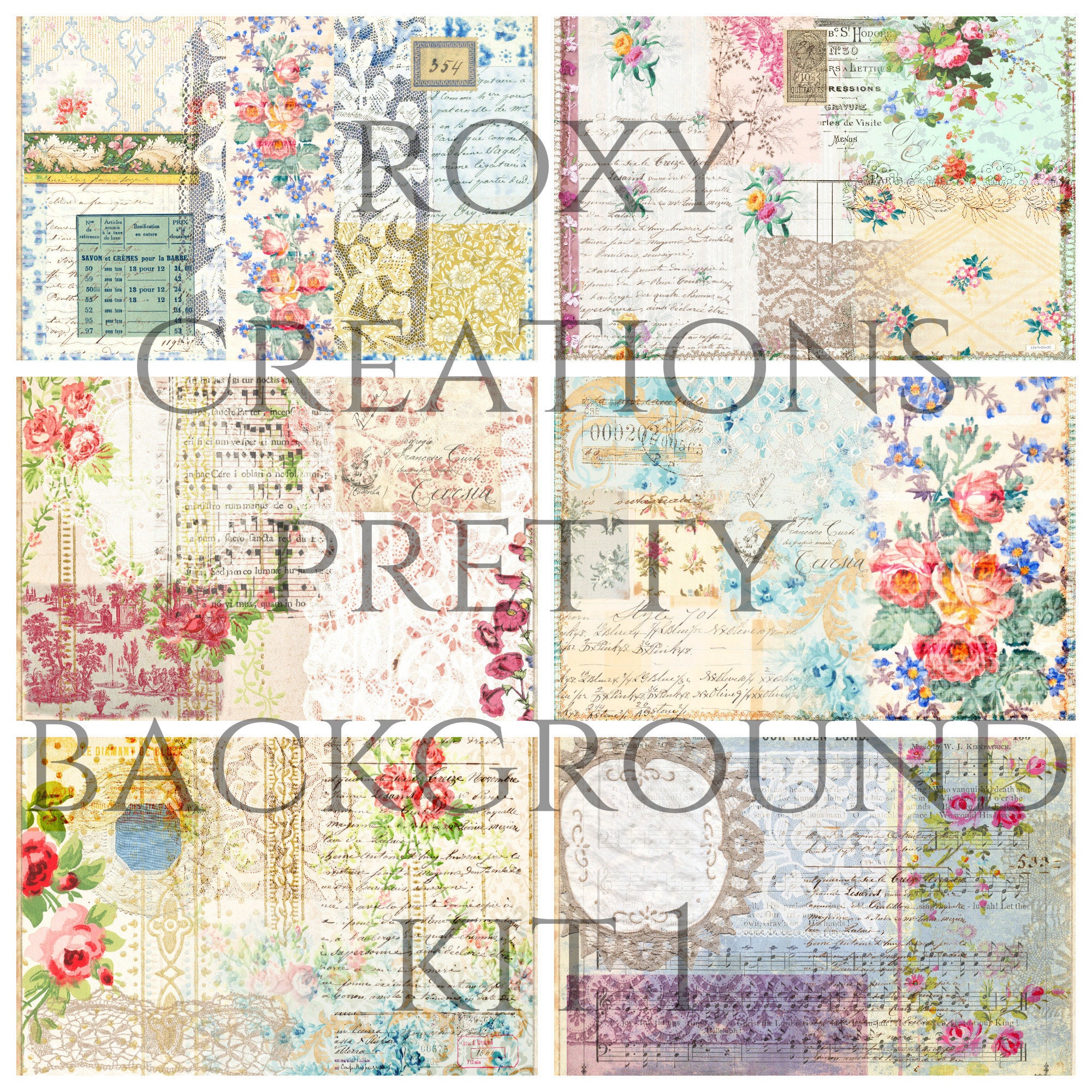 Printable Pretty Background Pages Kit 1 | Etsy