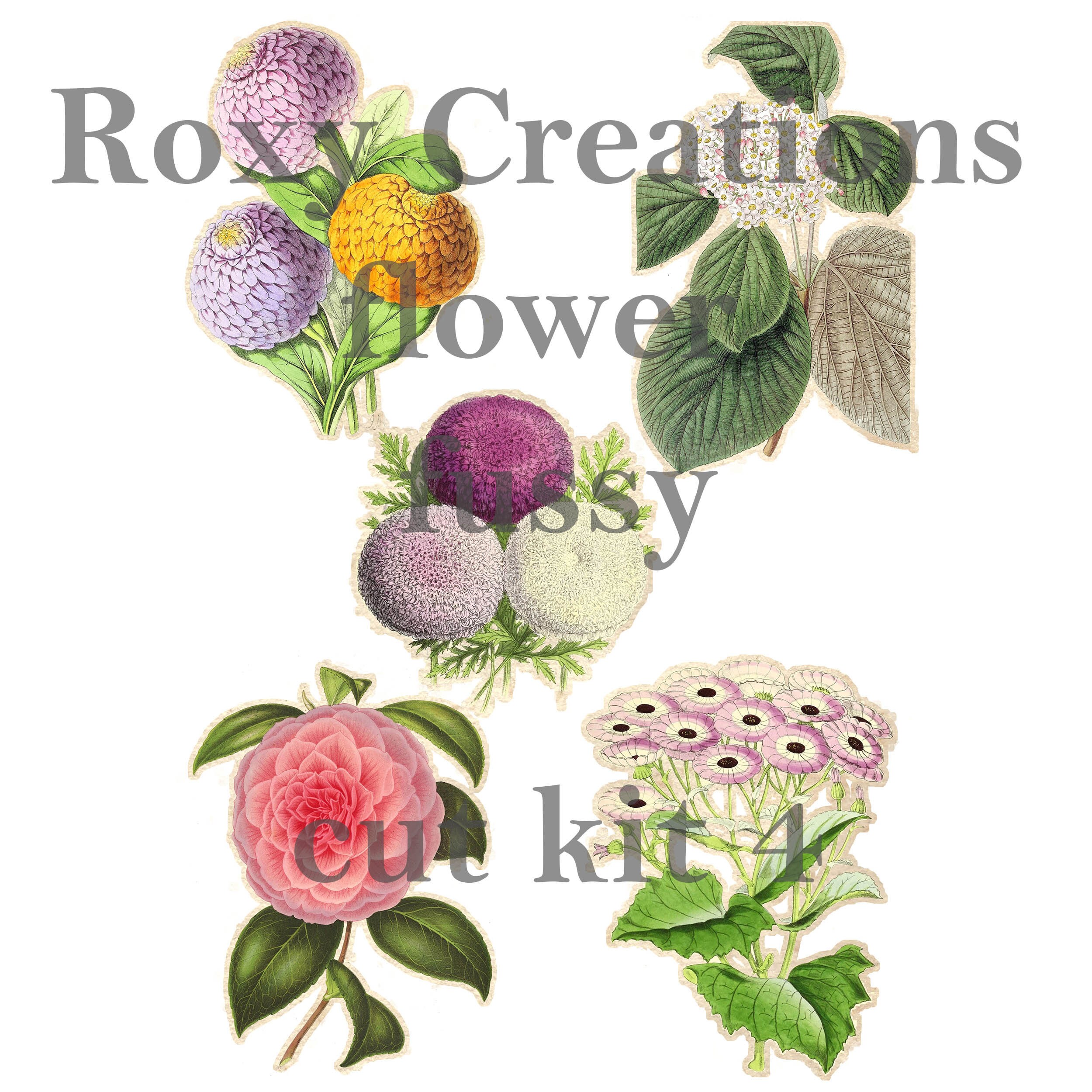 Fussy Cut Flowers Printable Kit 4 - Etsy