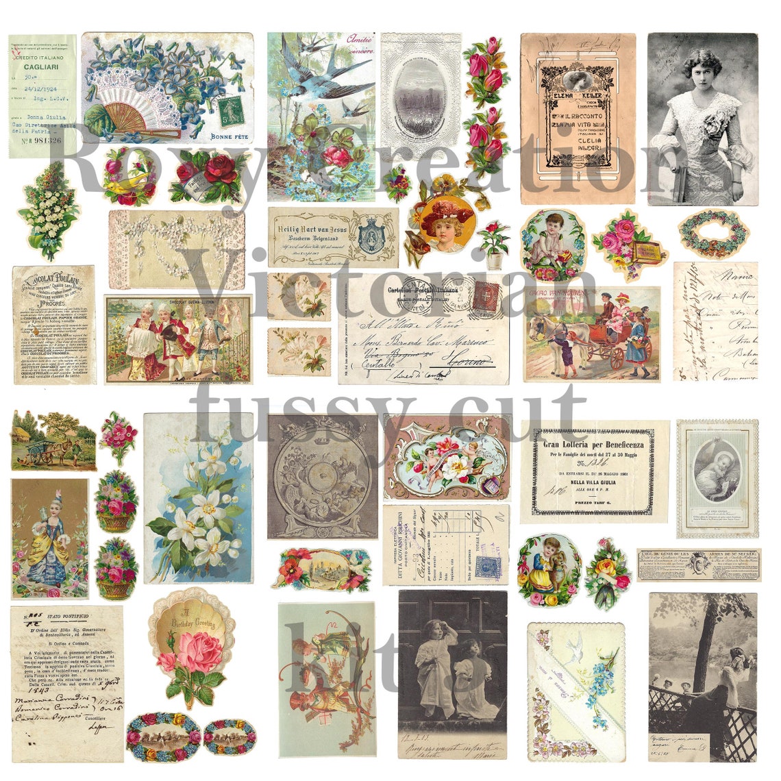 Fussy Cut Victorian Ephemera Printable Kit 5 - Etsy