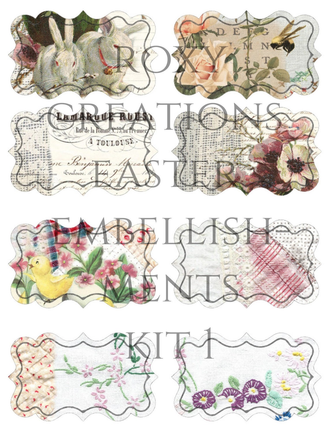 Digital Printable Easter Embellishments Kit 1 - Etsy