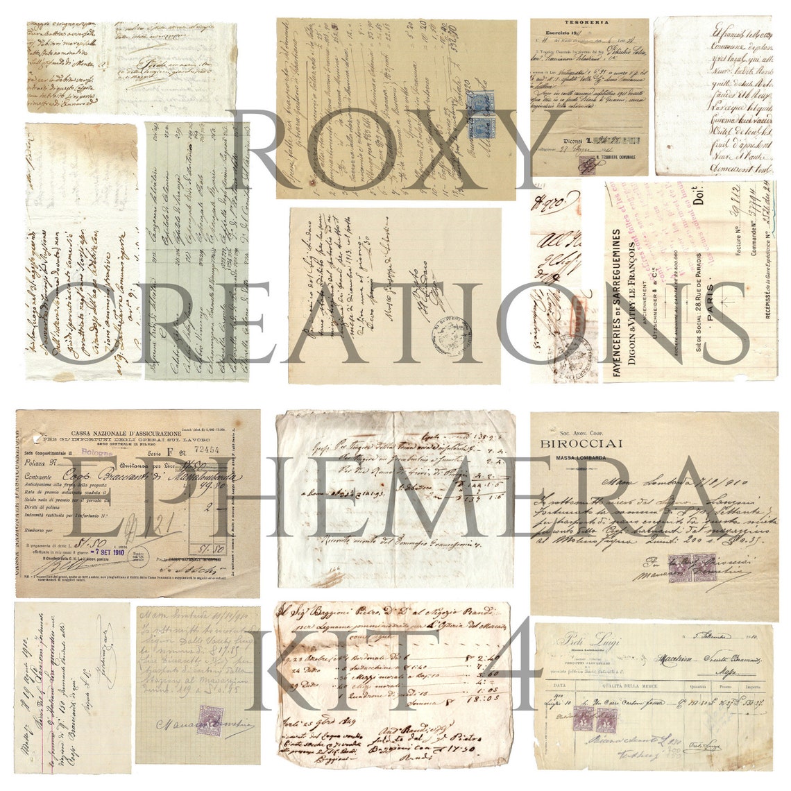 Printable Antique Ephemera Kit 4 - Etsy