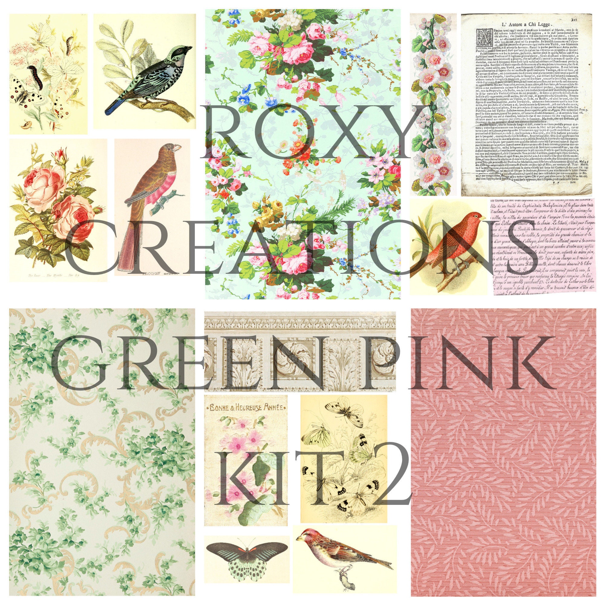 Printable Pink and Green Kit 1 | Etsy