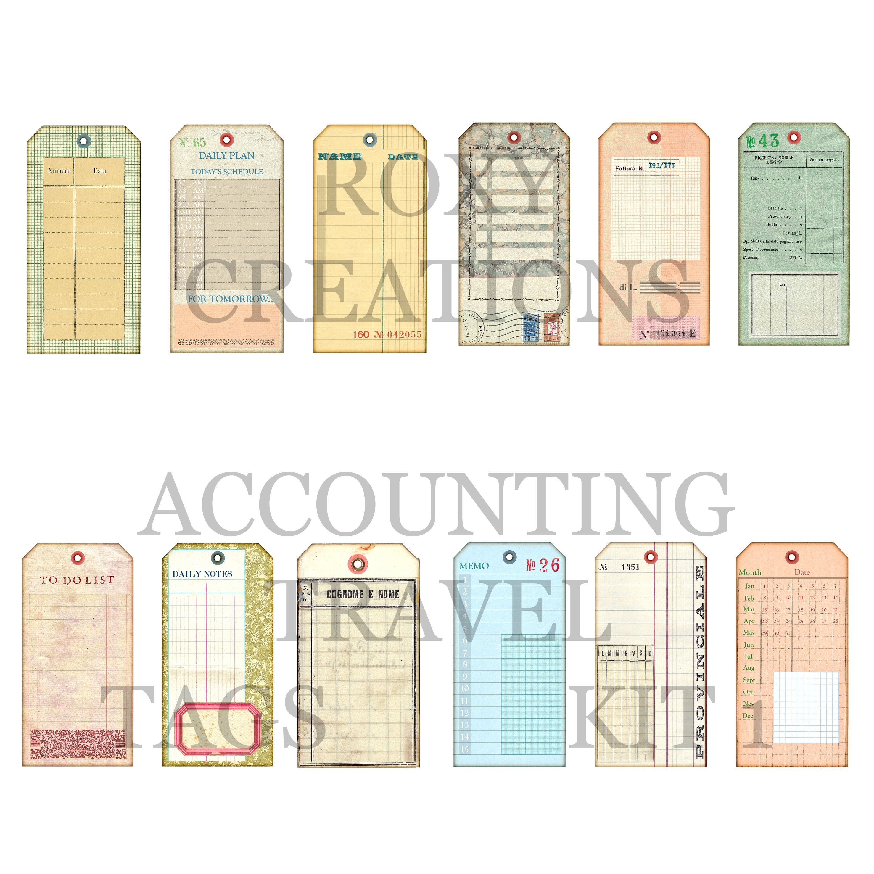 Printable Antique Ephemera Tags Kit 1 - Etsy