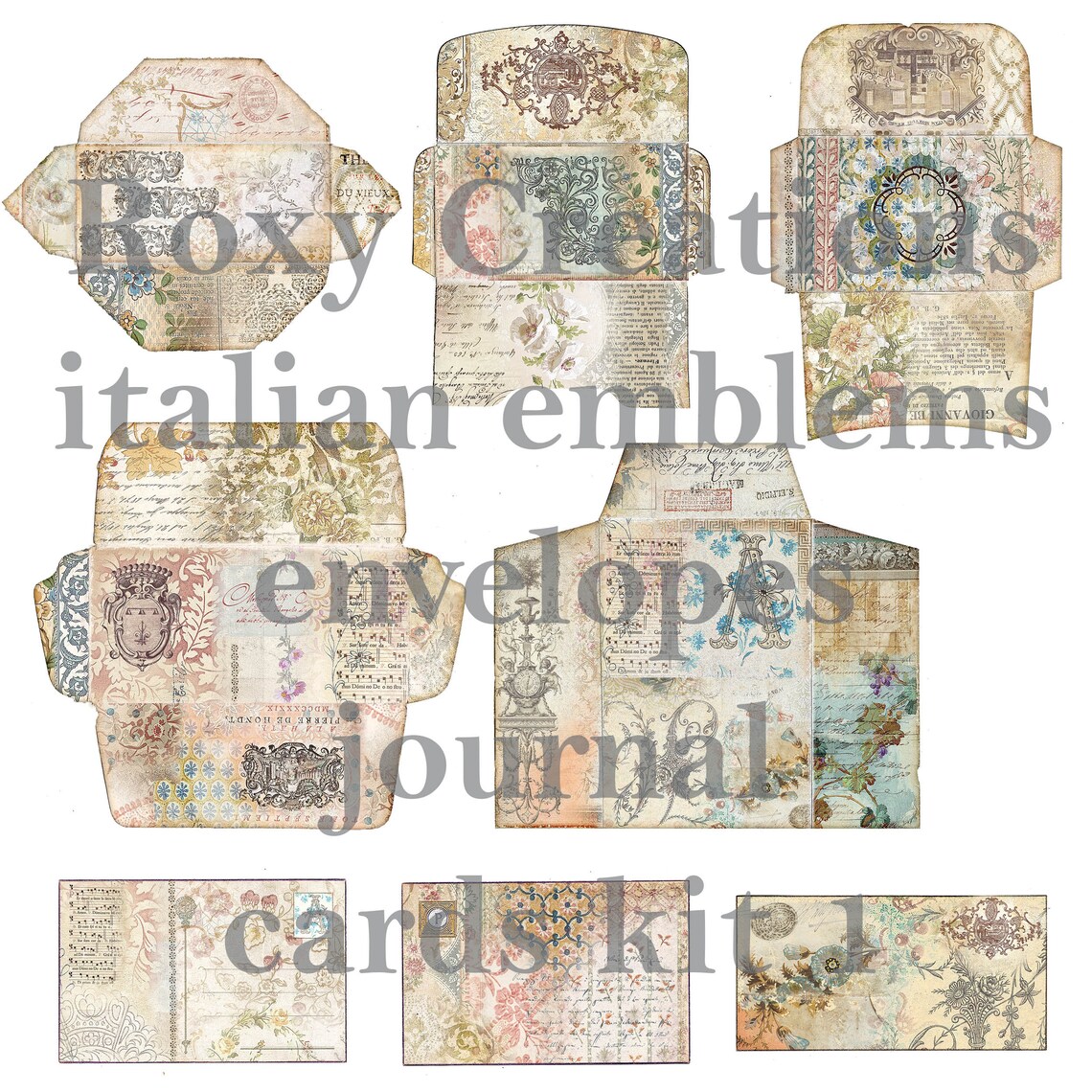 Printable Italian Emblems Envelopes and Journal Cards Kit 1 - Etsy