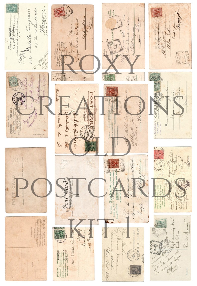 Printable Old Postcards Kit 1 | Etsy