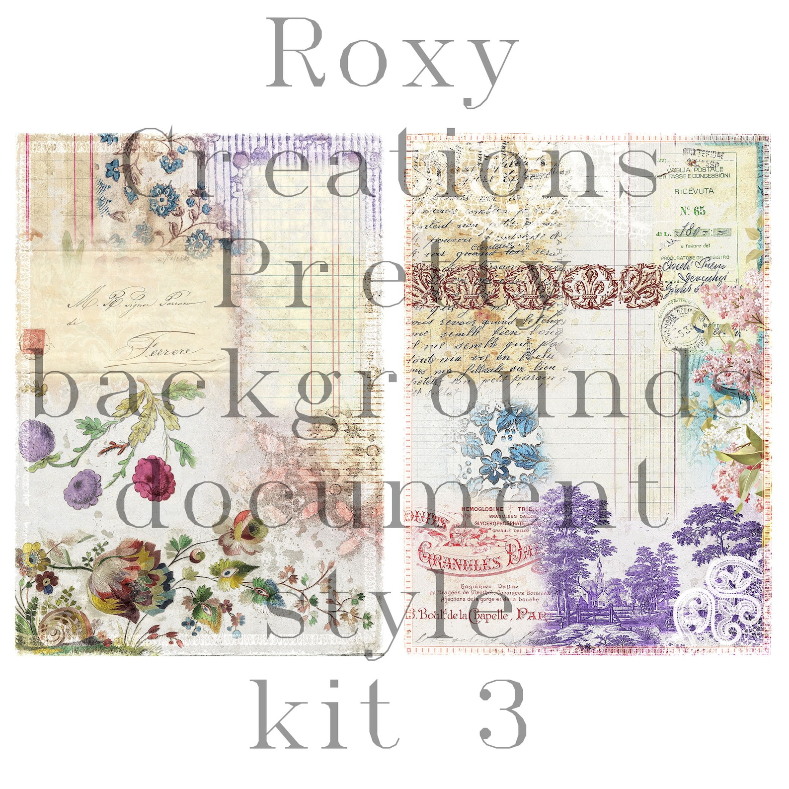 Printable Pretty Background Pages Kit 3 Document Journal Style - Etsy
