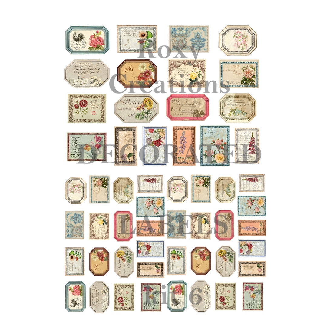 Digital Printable Decorated Labels Kit 6 - Etsy