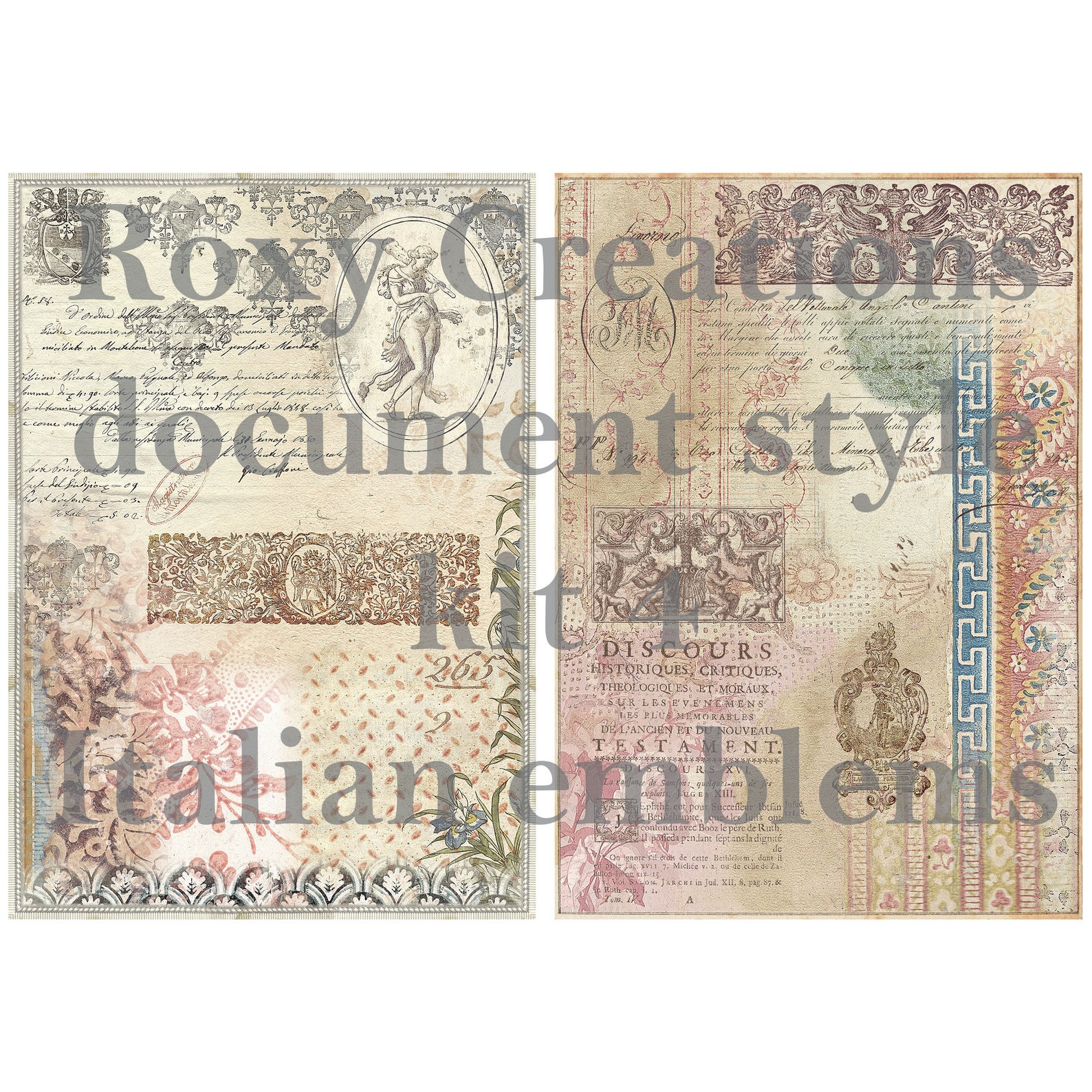 Document Style Printable Digital Italian Emblems Journal Pages Kit 4 - Etsy