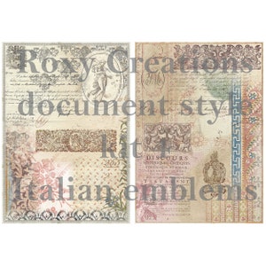 Document Style Printable Digital Italian Emblems Journal Pages Kit 4 - Etsy